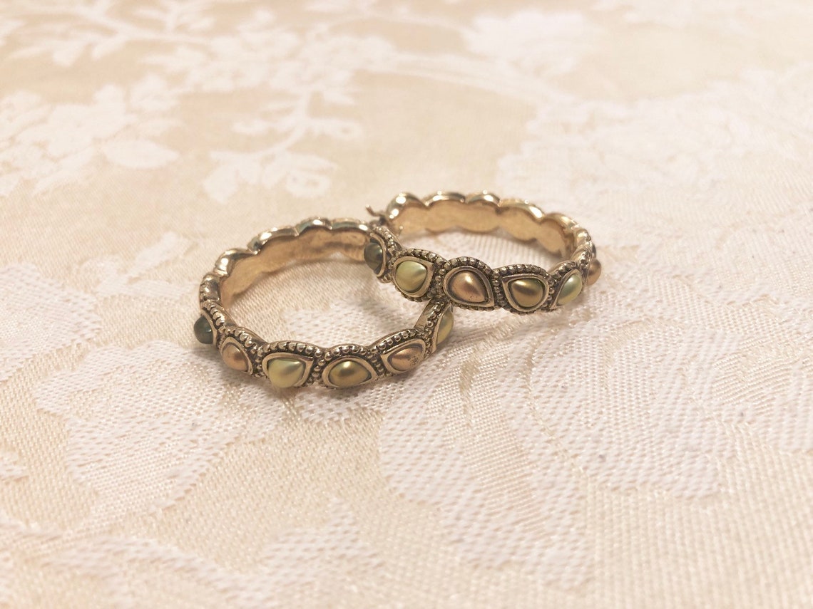 Antique Earth Tone Hoops Elegant Hoop Earrings With Tear Drop - Etsy