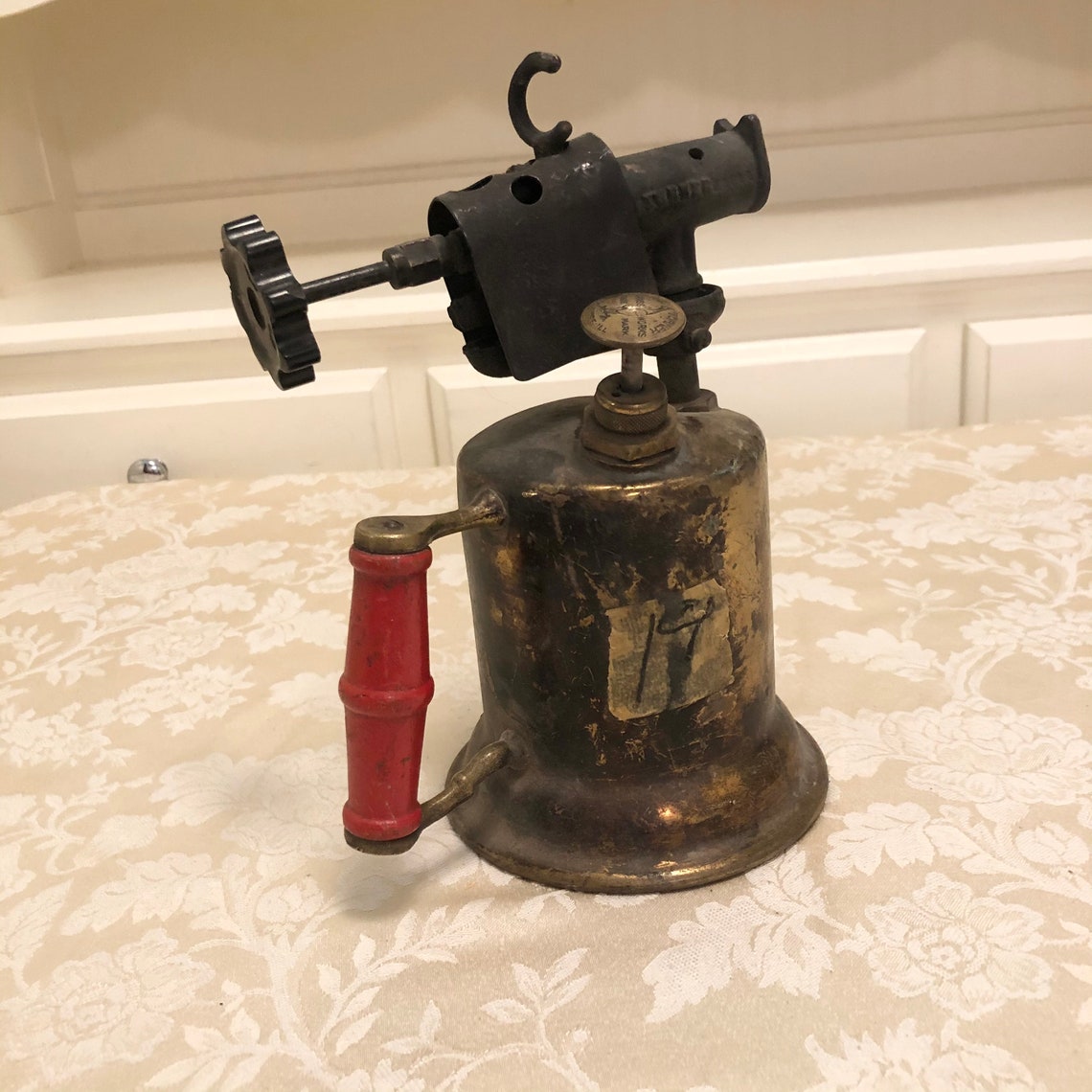 Antique Hand Torch Aged Metal With Original Top Fittings One Piece Aged ...