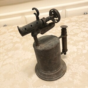 Antique Hand Torch Aged Metal With Original Top Fittings One Piece Aged ...