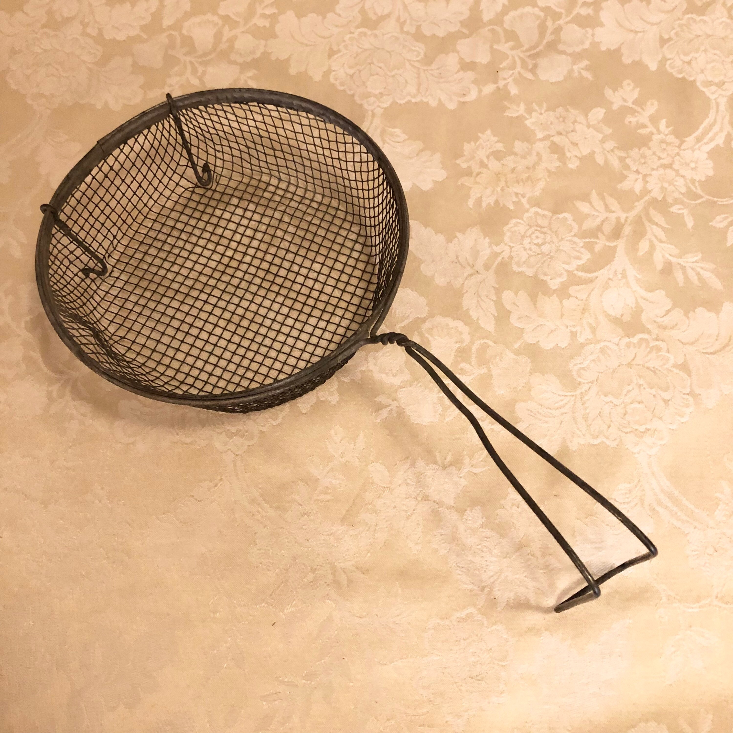 Antique Metal Frying Strainer Screen Large Frying Net With - Etsy