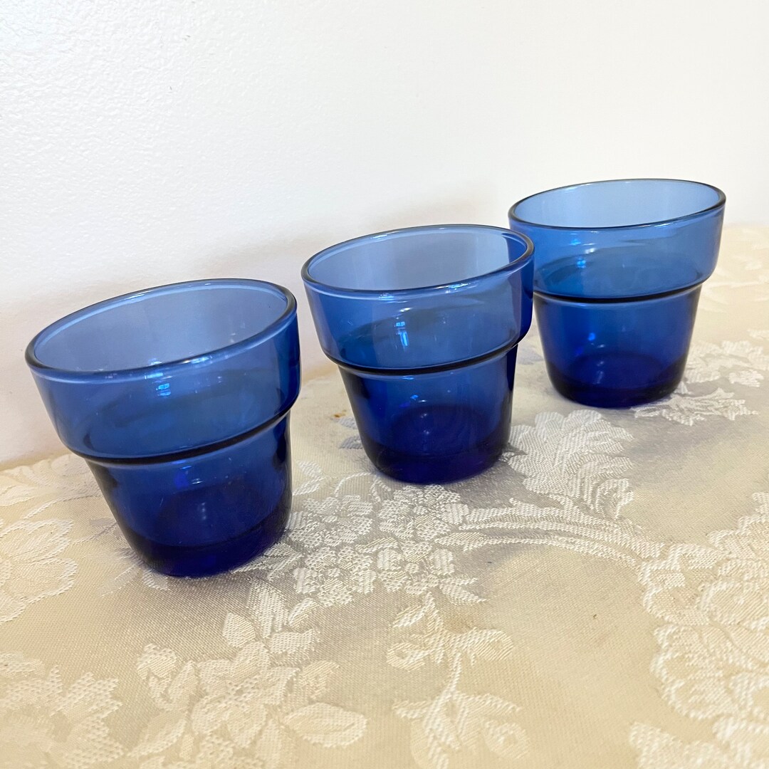 Three Glass Cobalt Blue Planter Pots Planting Pots Set of Two Herb ...
