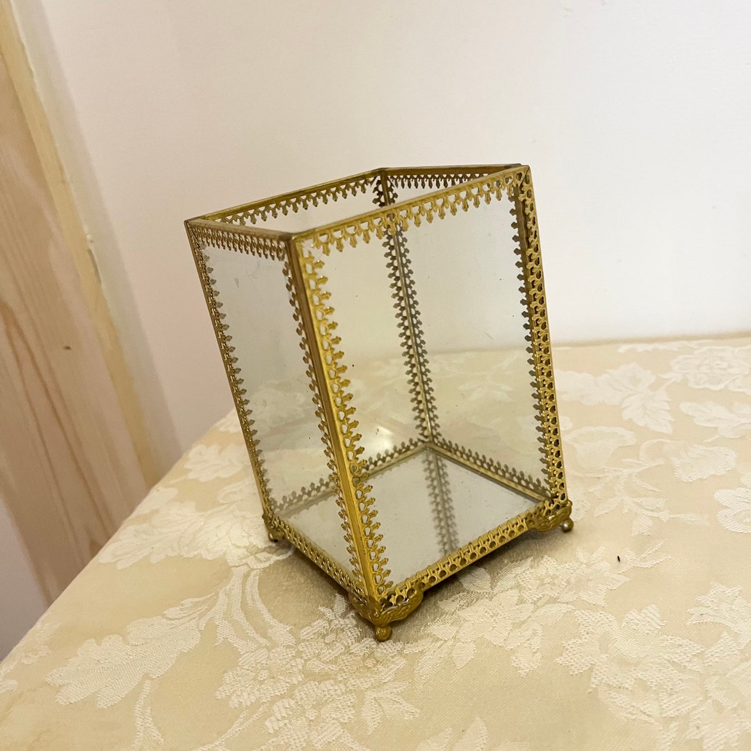 Vintage Glass Box Hallow Glass Jewelry Box Jewelry Storage Box Glass ...