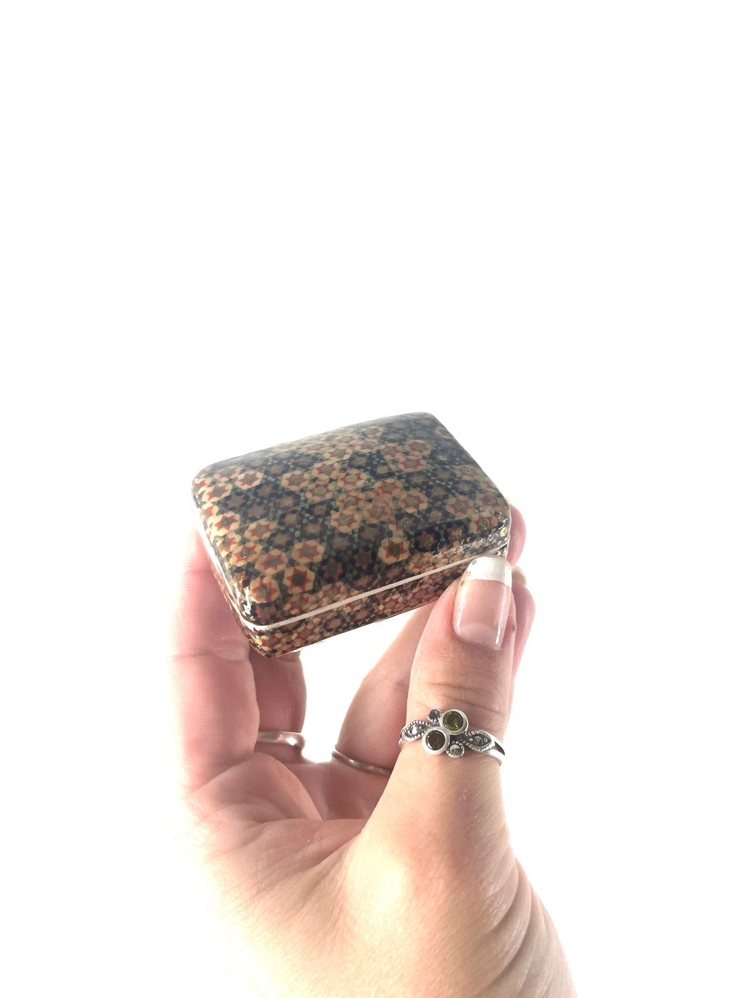 Small Handcrafted Trinket Box With Tile Look on Top to Hold Small ...