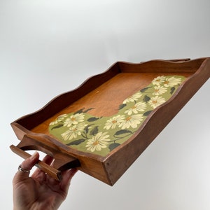 Vintage Wooden Tray Flower Design Folk Art Multi Use Tray Food Tray ...