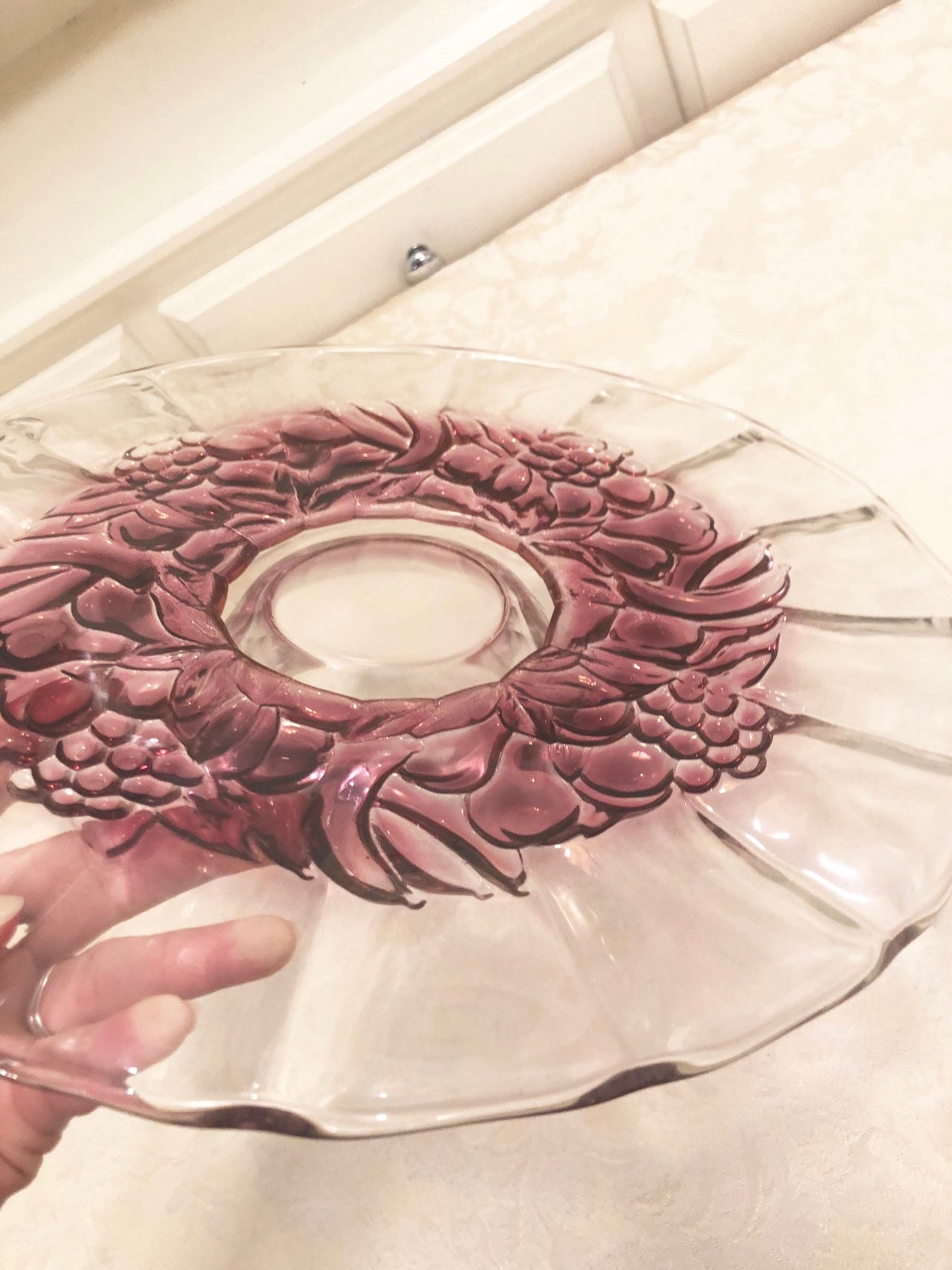 Purple Iridescent Glass Cake Stand Elegant Plum Glass Cake - Etsy