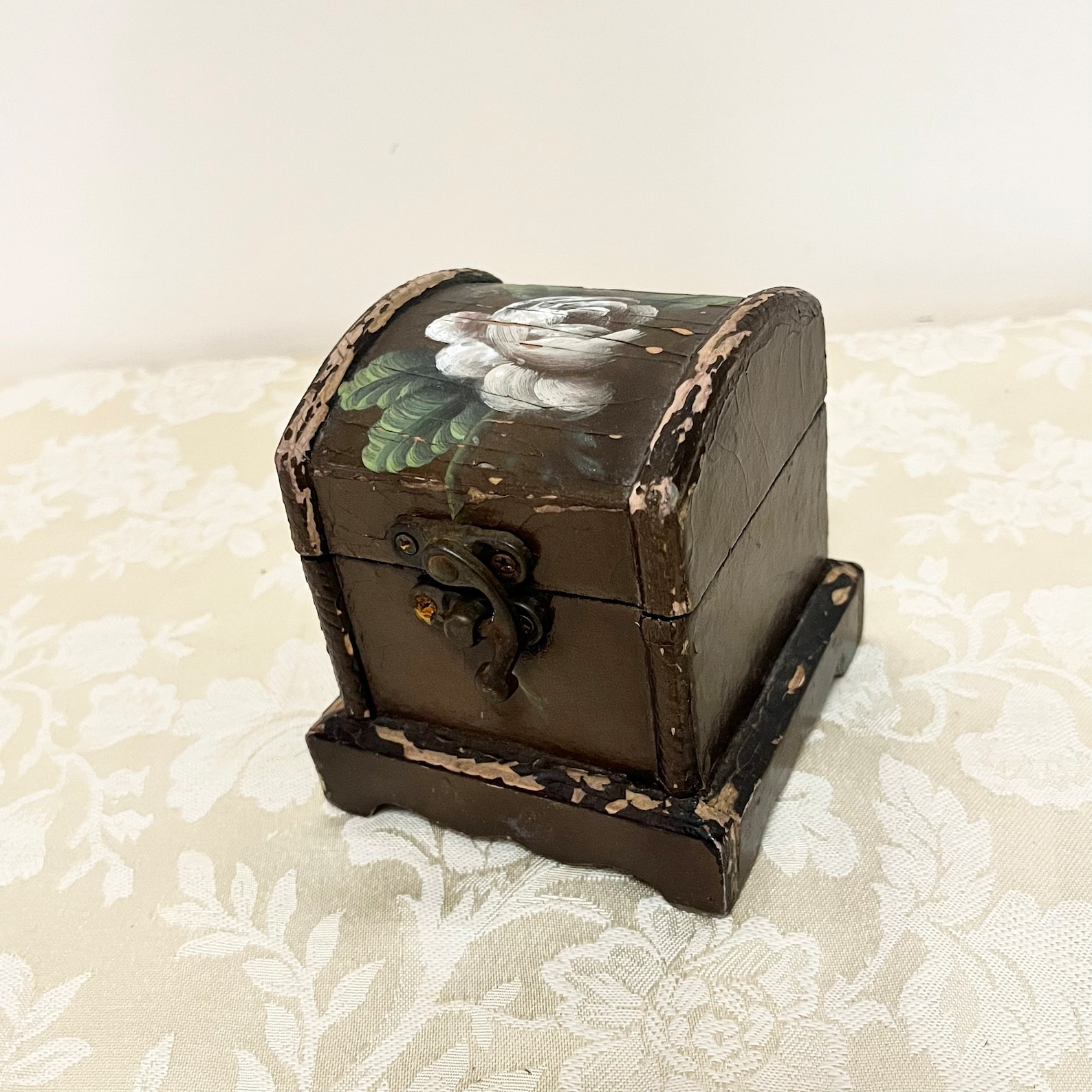 Vintage Wooden Chest With Front Latch Hardware Detail Storage Box ...