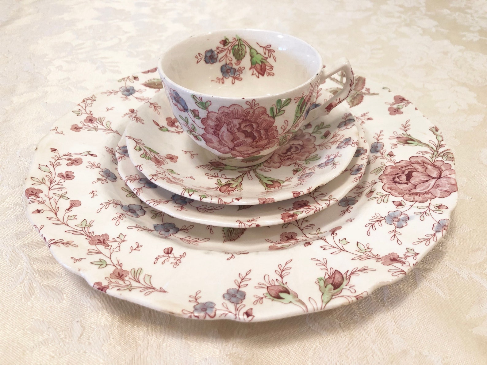 4 Piece Rose Chintz Made in England by Johnson Bros A Genuine | Etsy