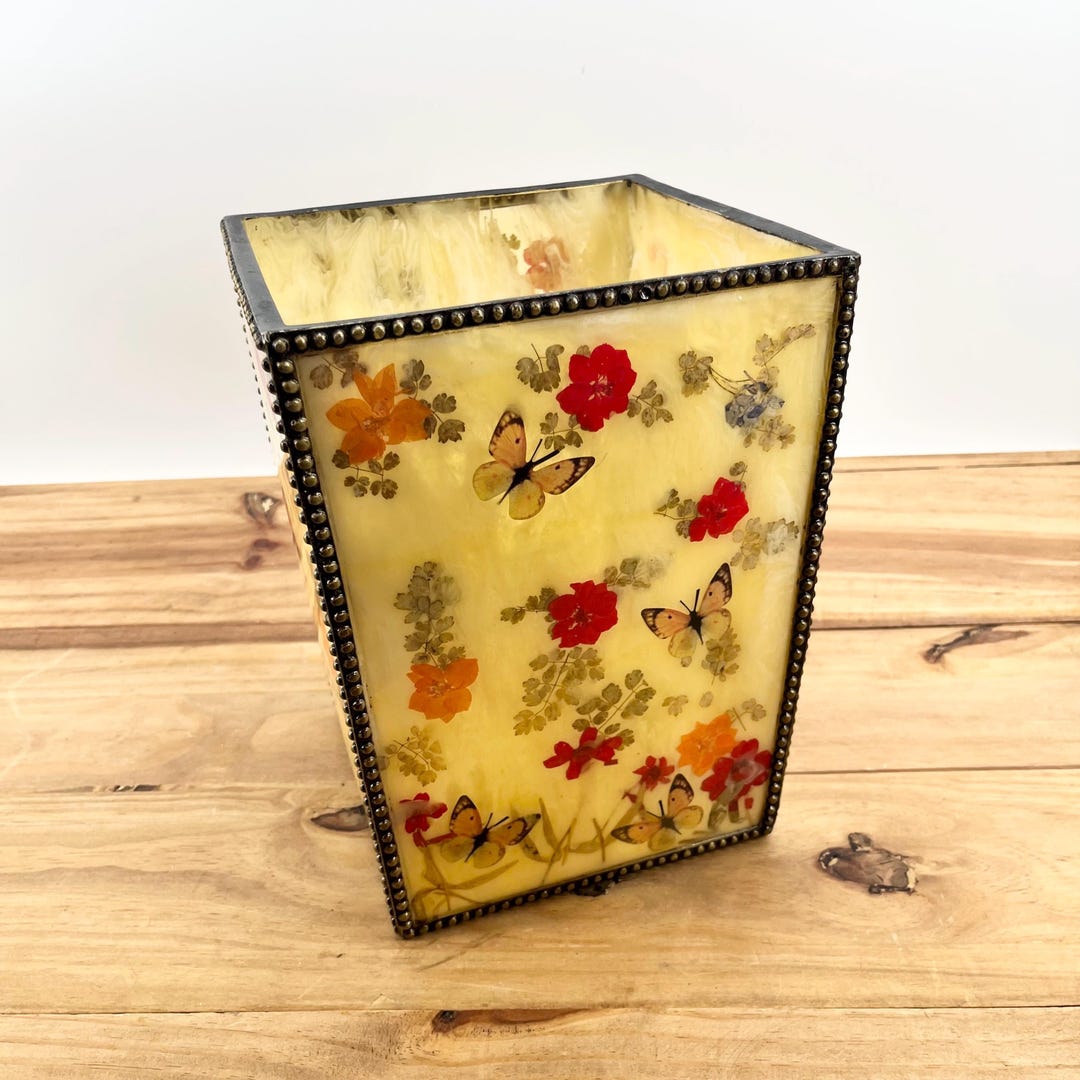 70s 80s Butterfly Trash Can Umbrella Bin Trash Bin Beautiful Marbled ...