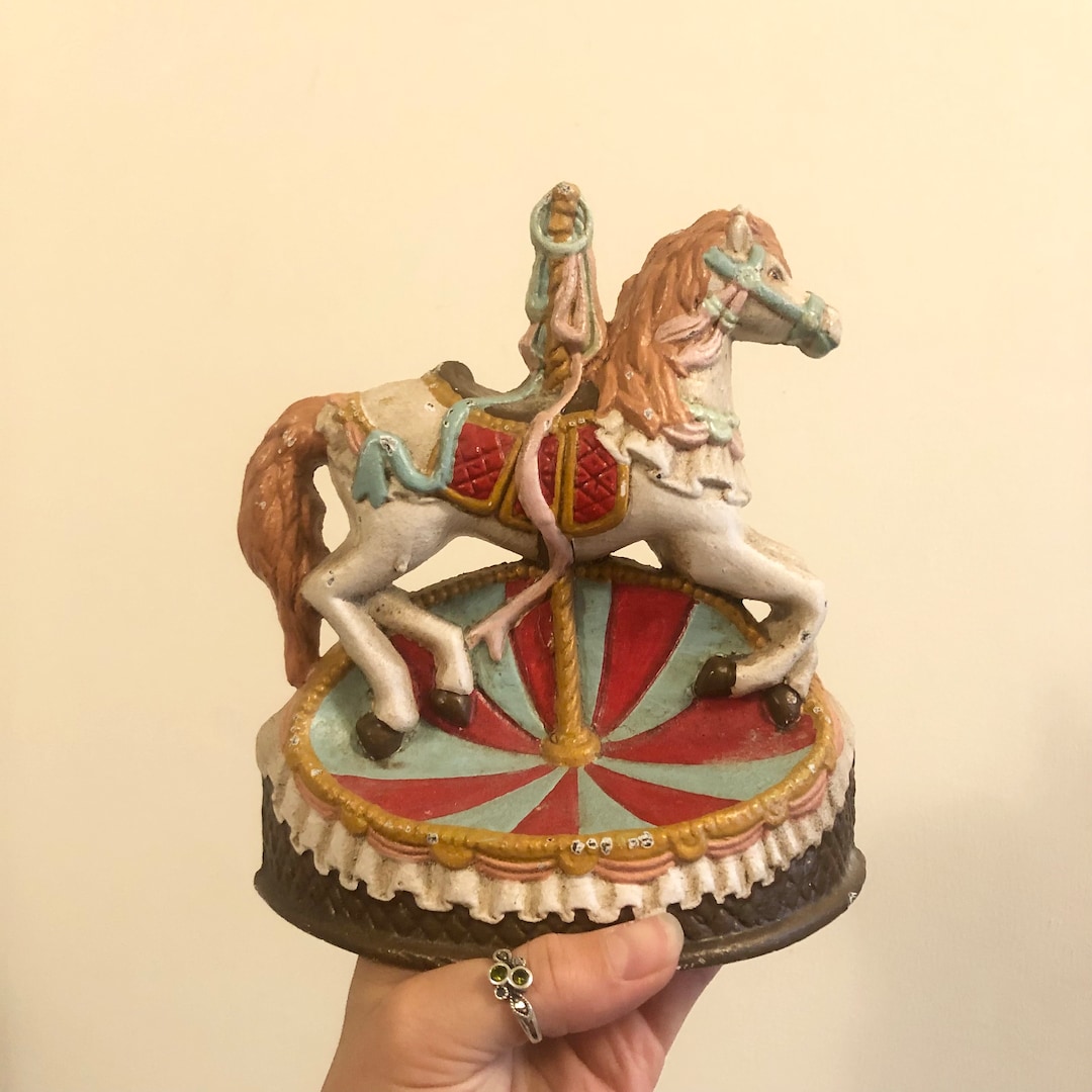 Rare Carousel Cast Iron Door Stop Home Decor Wall Protector Horse ...