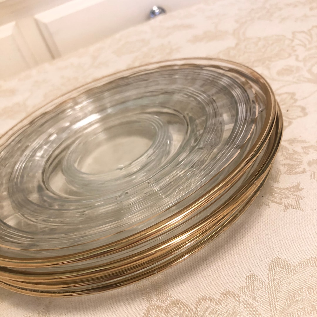 Gold Rim Glass Plates 22K Gold Plates With Gold Detailed Edges Solid ...