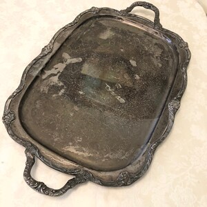 Large Antique Silver Tray Heavy High Quality Silver Tray Two Detailed ...