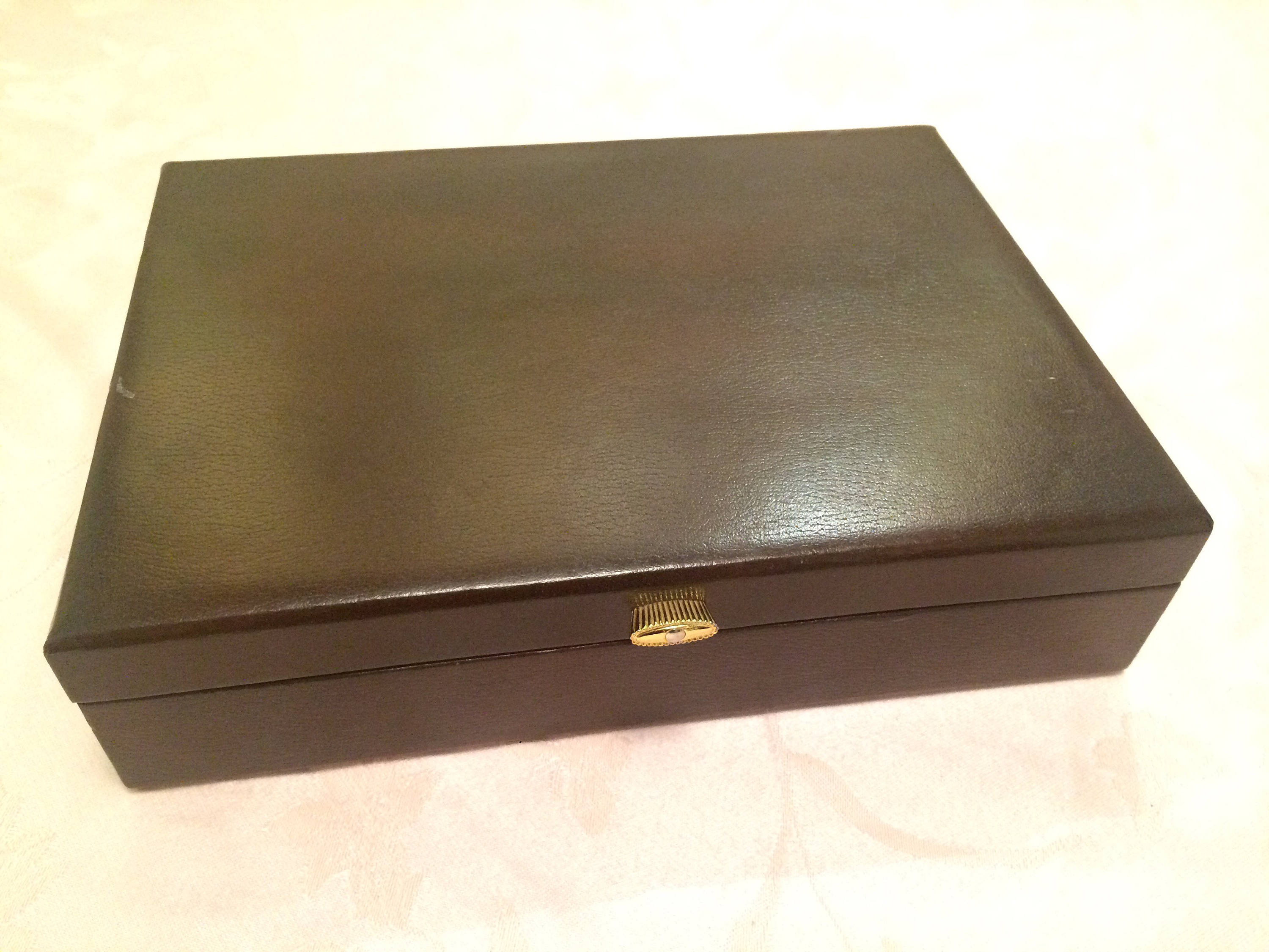 Brown Leather Lord Buxton Leather Jewelry Box Golden Trim And | Etsy