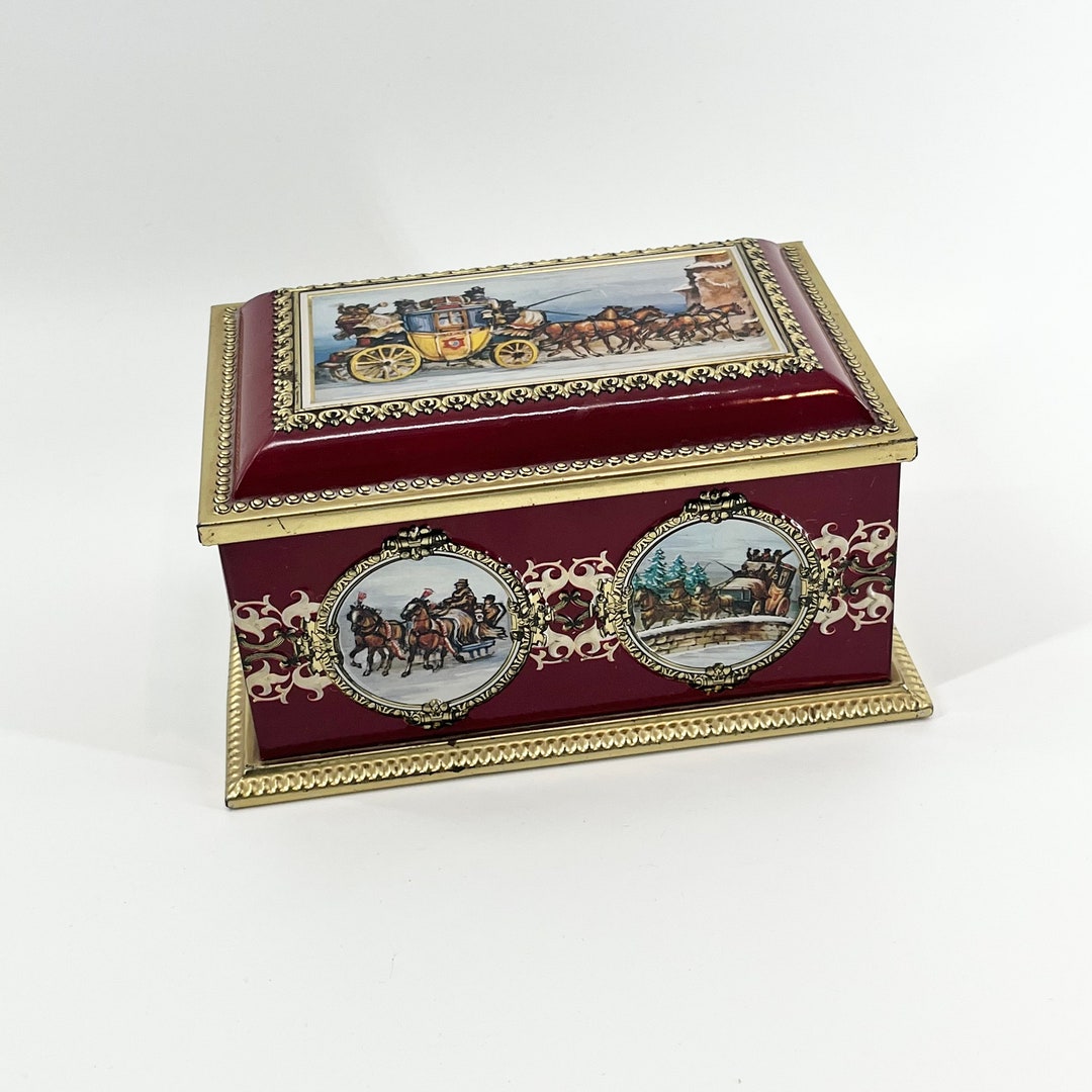 Antique Germany Tin Jewelry Box Made by Linette Bright Tin With Horses ...