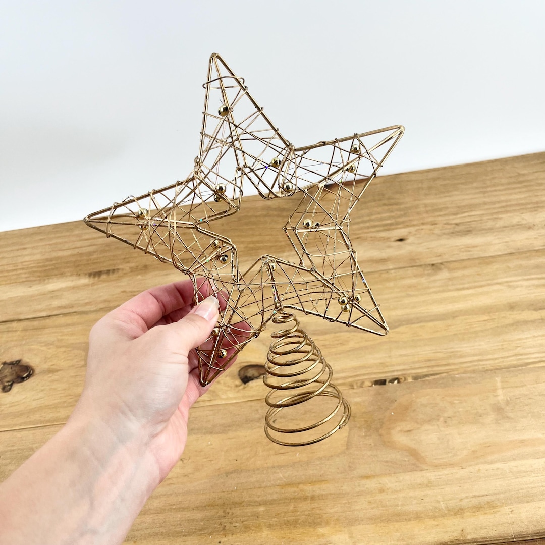 Gold Wire Tree Topper Star Bright Tree Topper Vintage Christmas Star ...