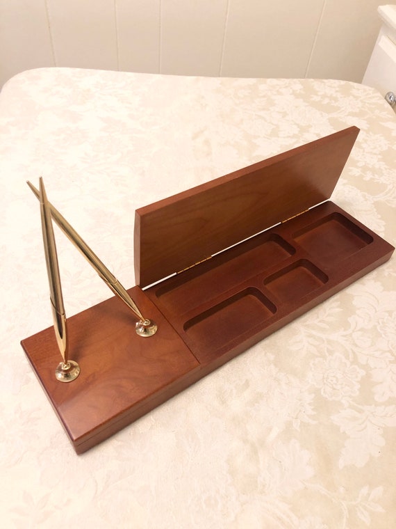 Two Pen Set Wooden Desk Pens Desk Decor Brass Pen Set on - Etsy