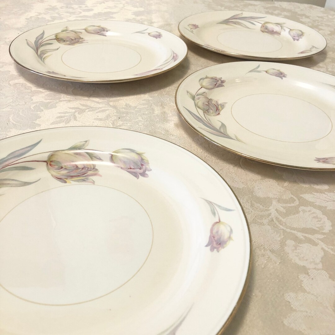 Delicate Tulip Dinner Plates by Homer Laughlin Eggshell Nautilus Design ...