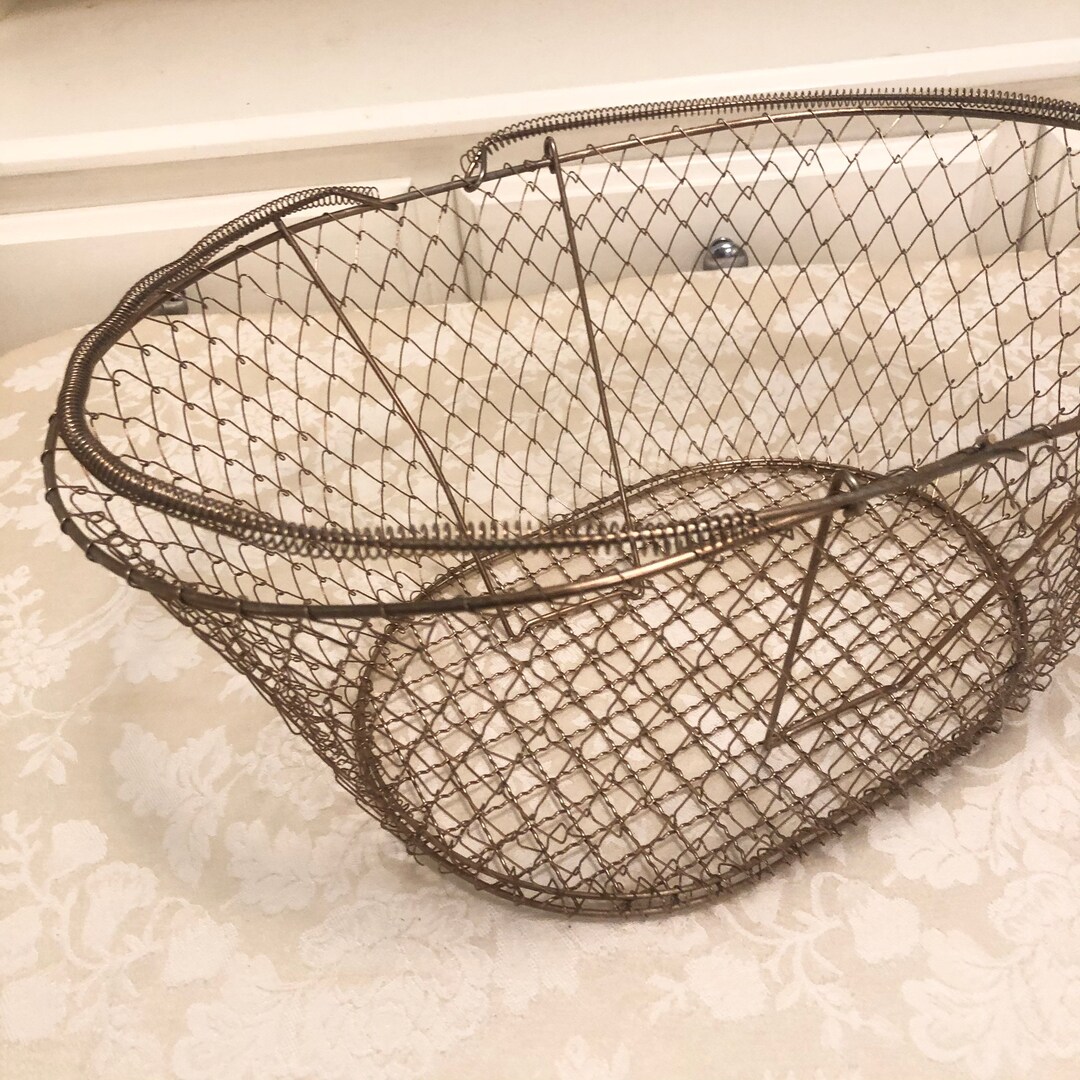 RESERVED Vintage Copper Wire Apple Basket Fruit Pale Wire Fruit Basket ...