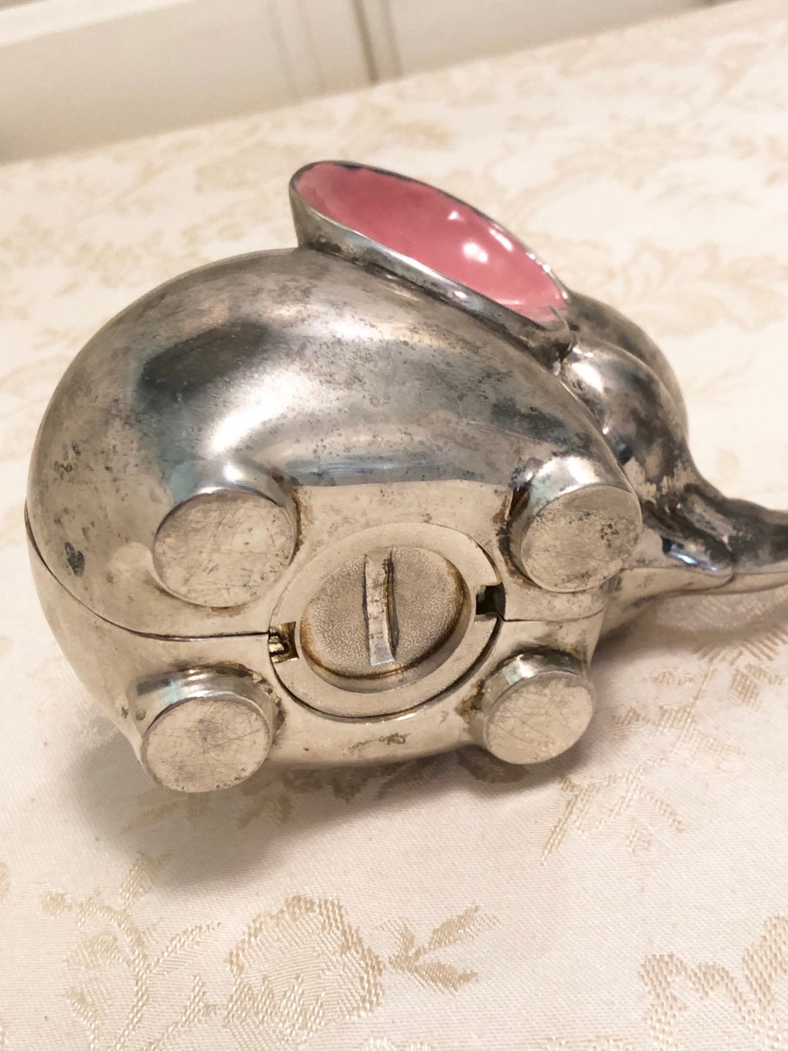 Heavy Stainless Steal Elephant Piggy Bank With Inside Enamel Ears ...