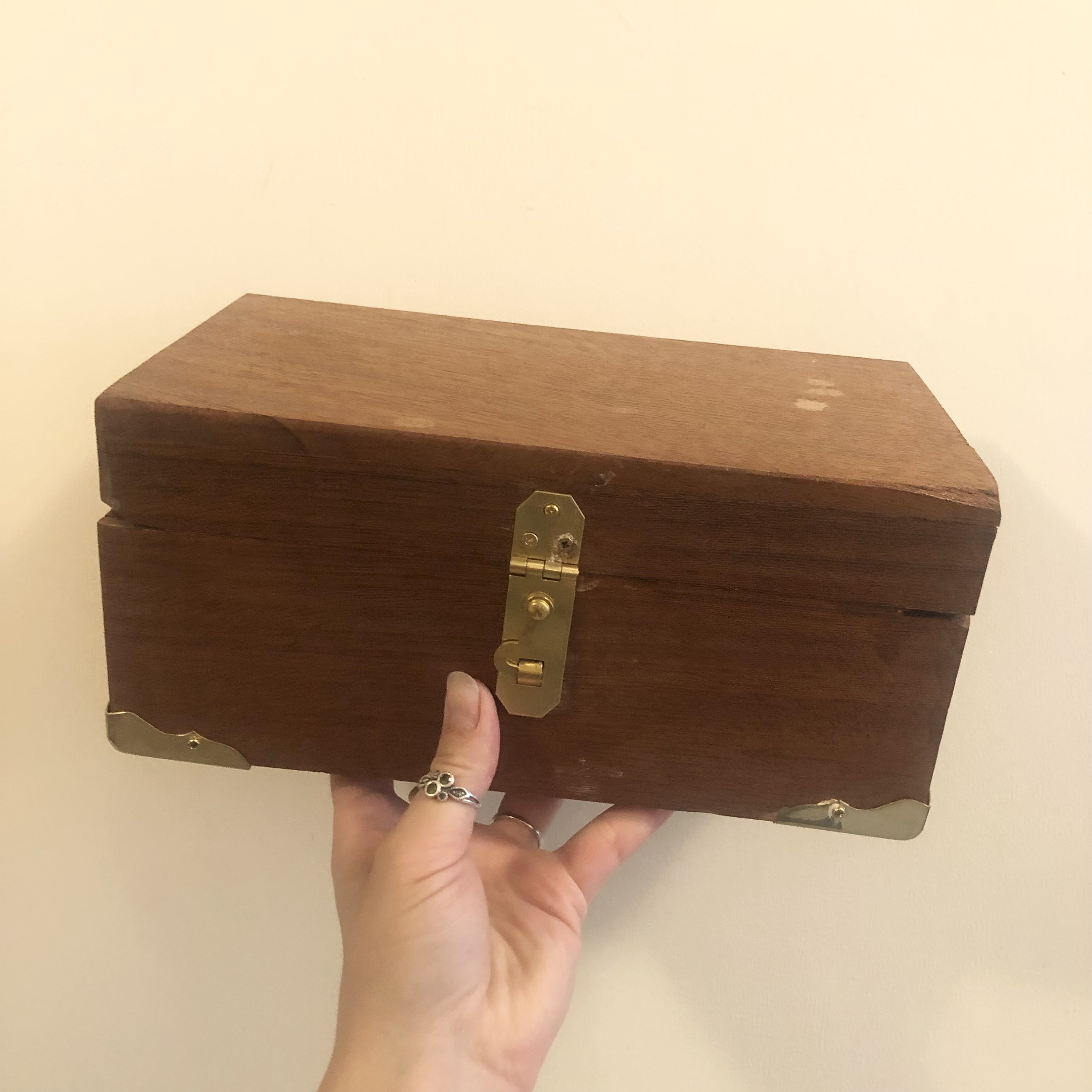 Antique Brass Inlaid Wooden Chest Black Walnut With Brass Detail ...
