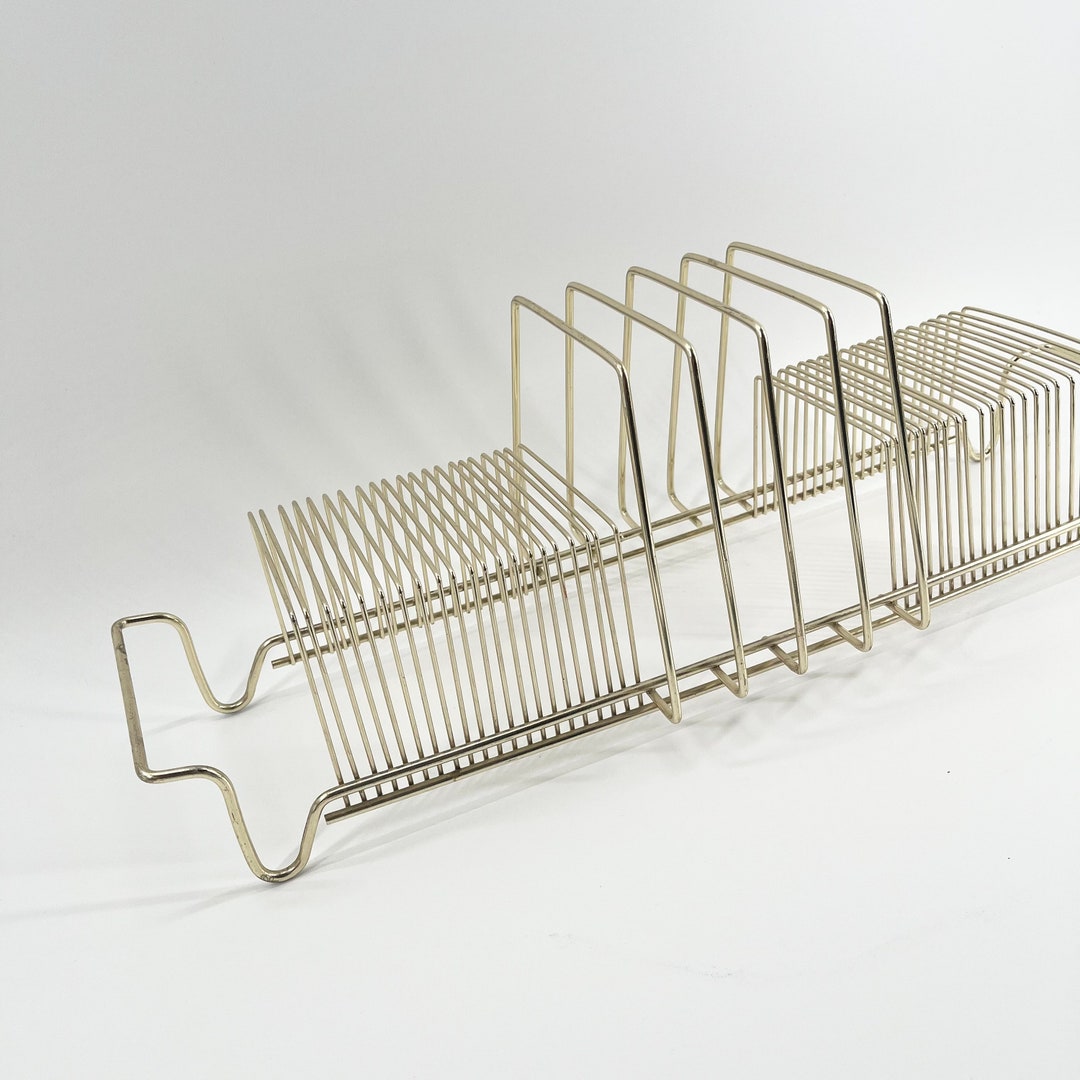 70s Brass Wire Record Display Holds Large and Small Records on Display ...