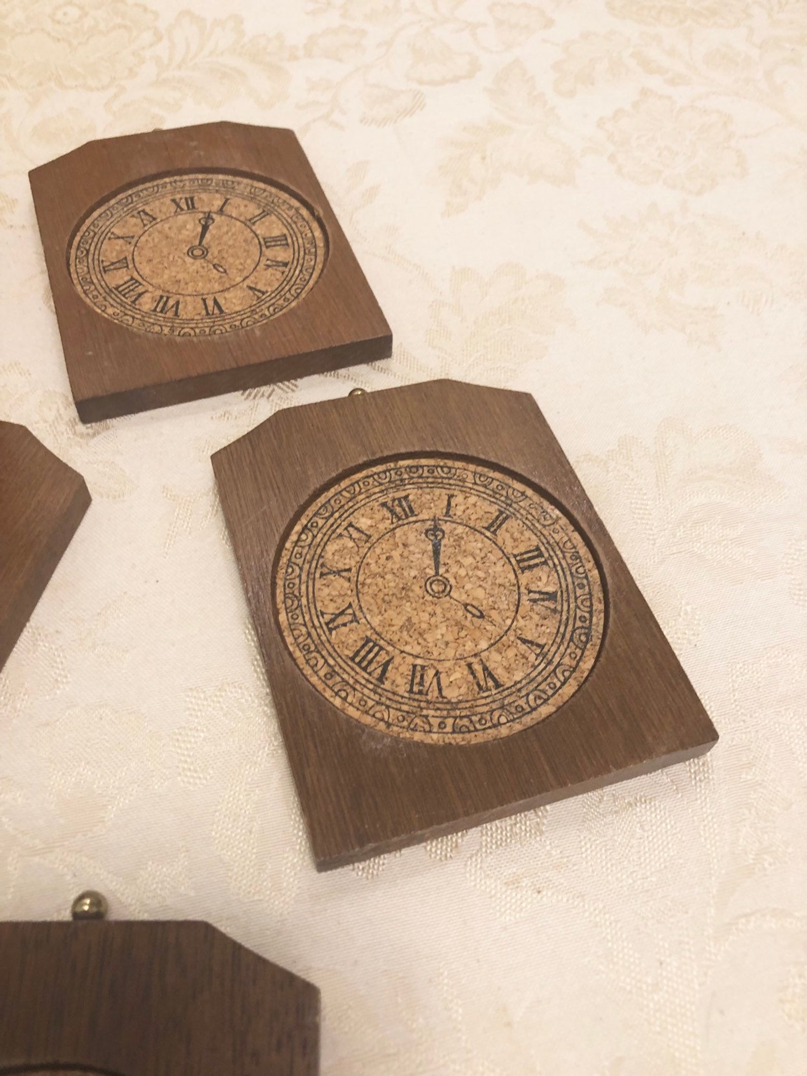 Decorative Wood and Cork Clock Coasters in Old Clock Look Desk - Etsy