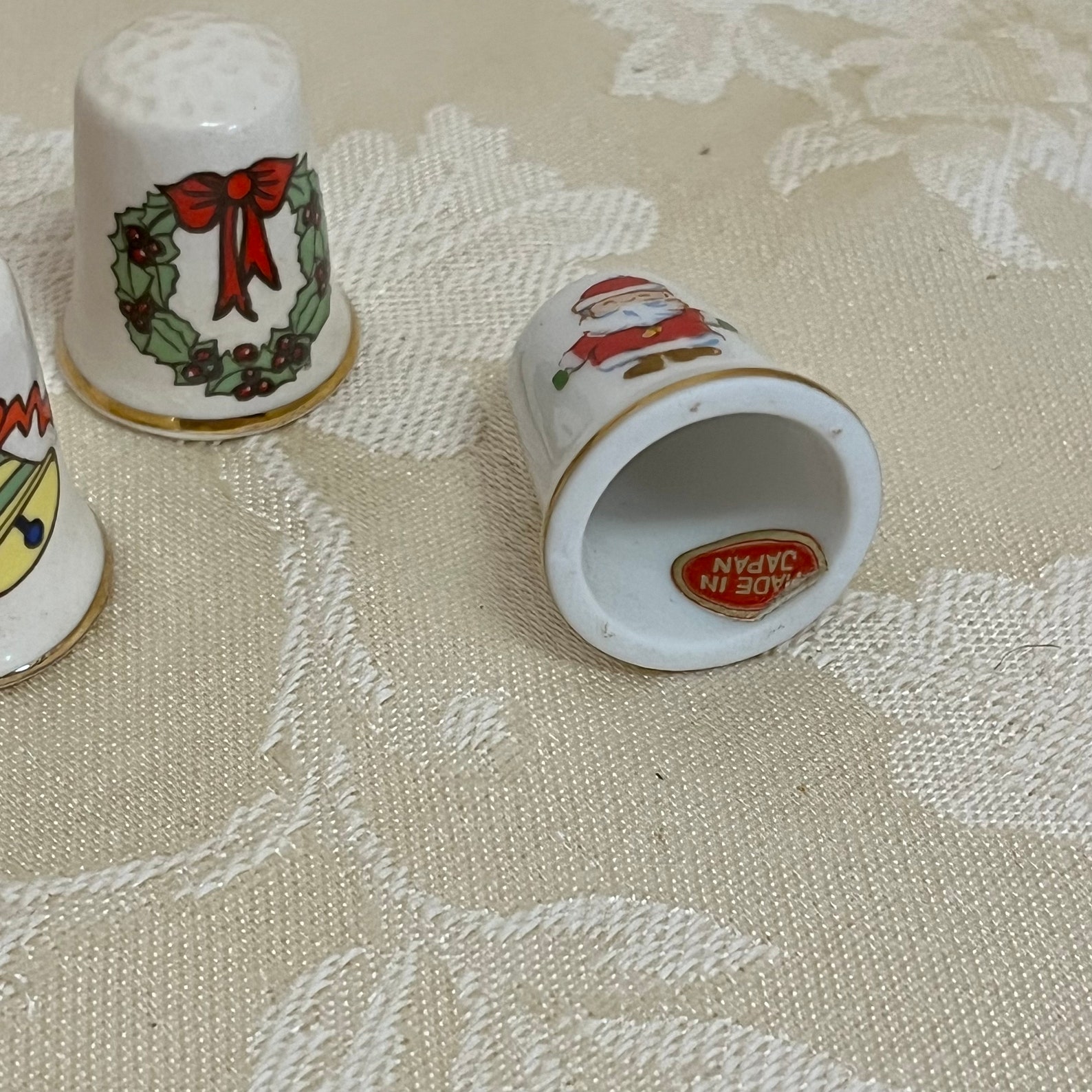 Christmas Thimble Set Japan and England Thimble and Thimble - Etsy