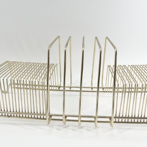 70s Brass Wire Record Display Holds Large and Small Records on Display ...