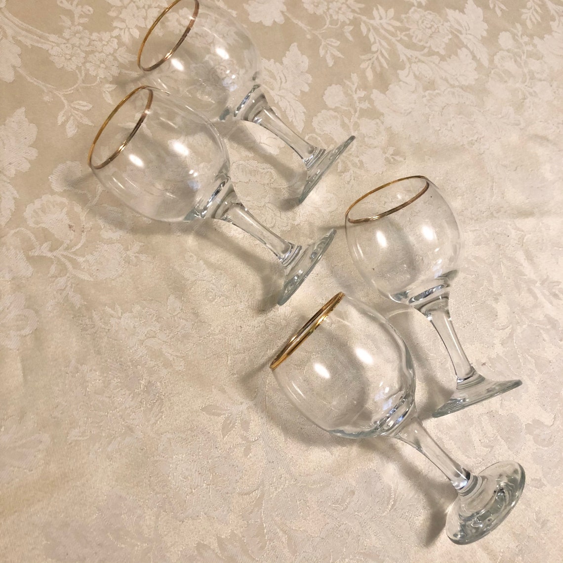 22K Gold Crystal Glass Goblets Clear Glass Wine Glasses Set of - Etsy