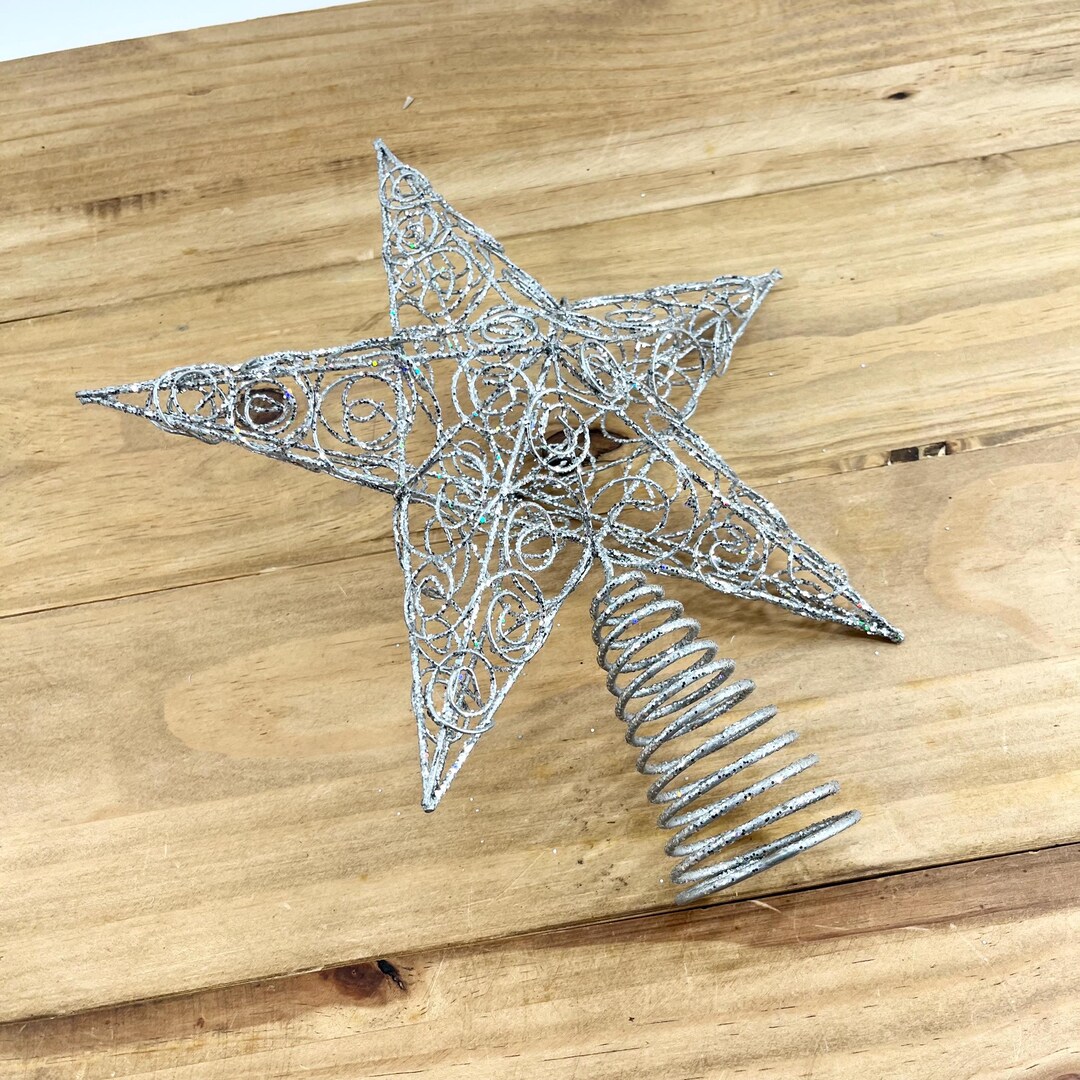 Silver Wire Tree Topper Star Bright Tree Topper Vintage Christmas Star ...