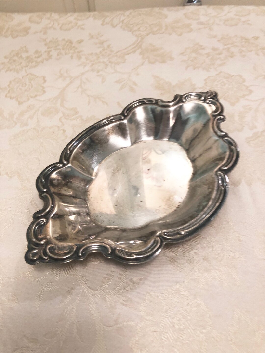 Vintage Silver Potato Bowl Raised Edges Are Very Detailed Lovely Retro ...