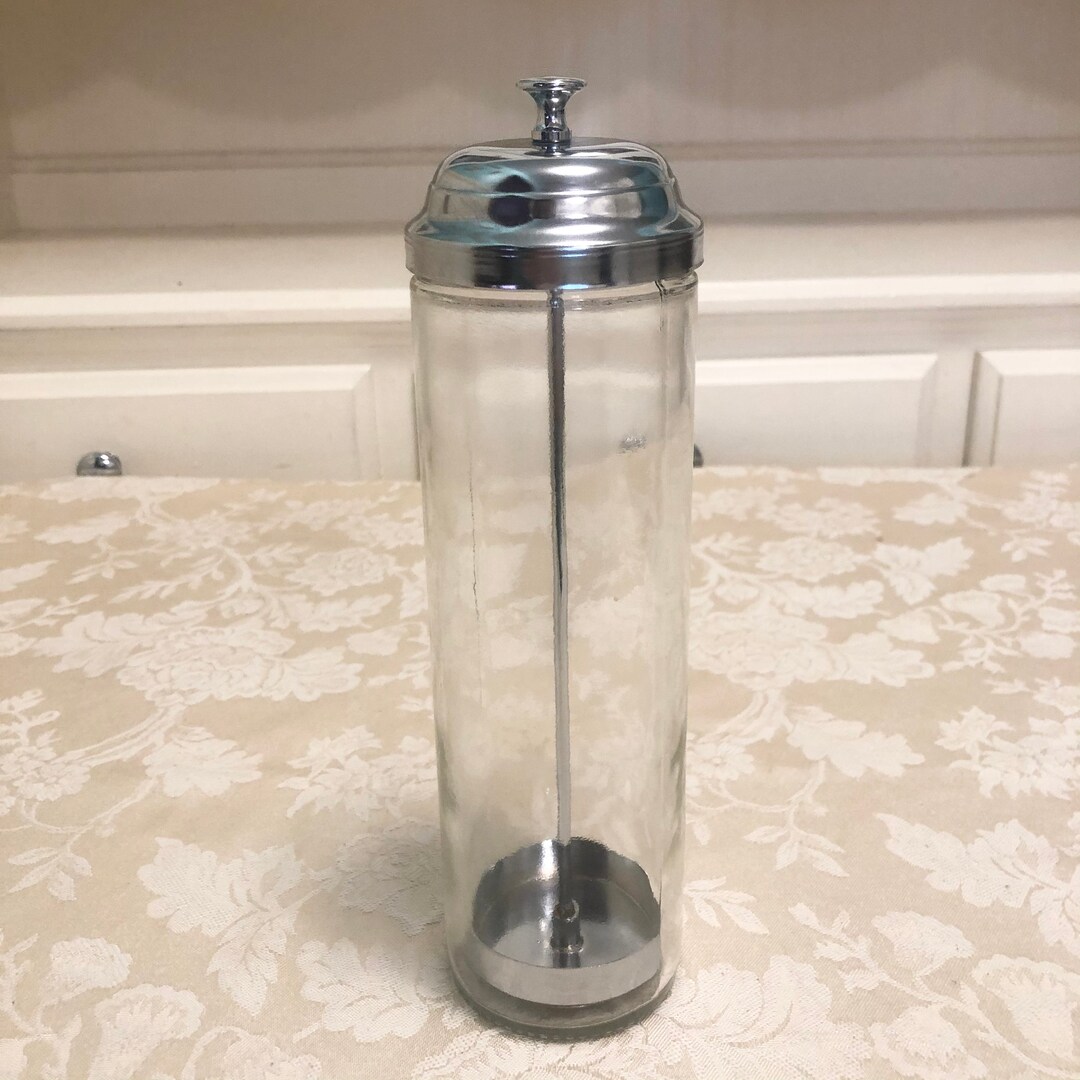 Glass and Chrome Straw Dispenser Holder. 50s Kitchen Diner Glass Decor ...