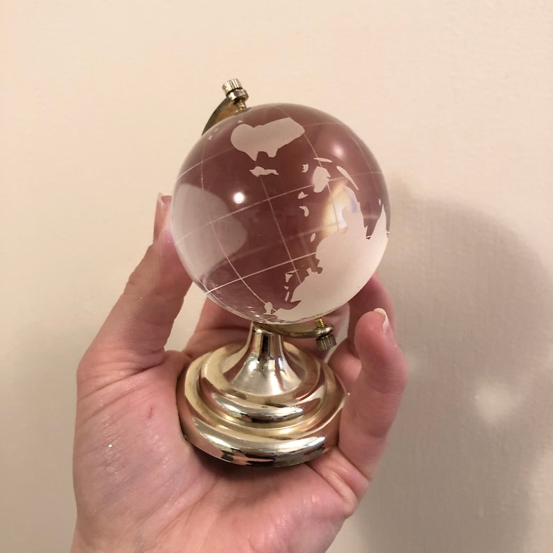 Vintage Mini Glass Globe With Plastic Stand Frame Mini Glass Map ...