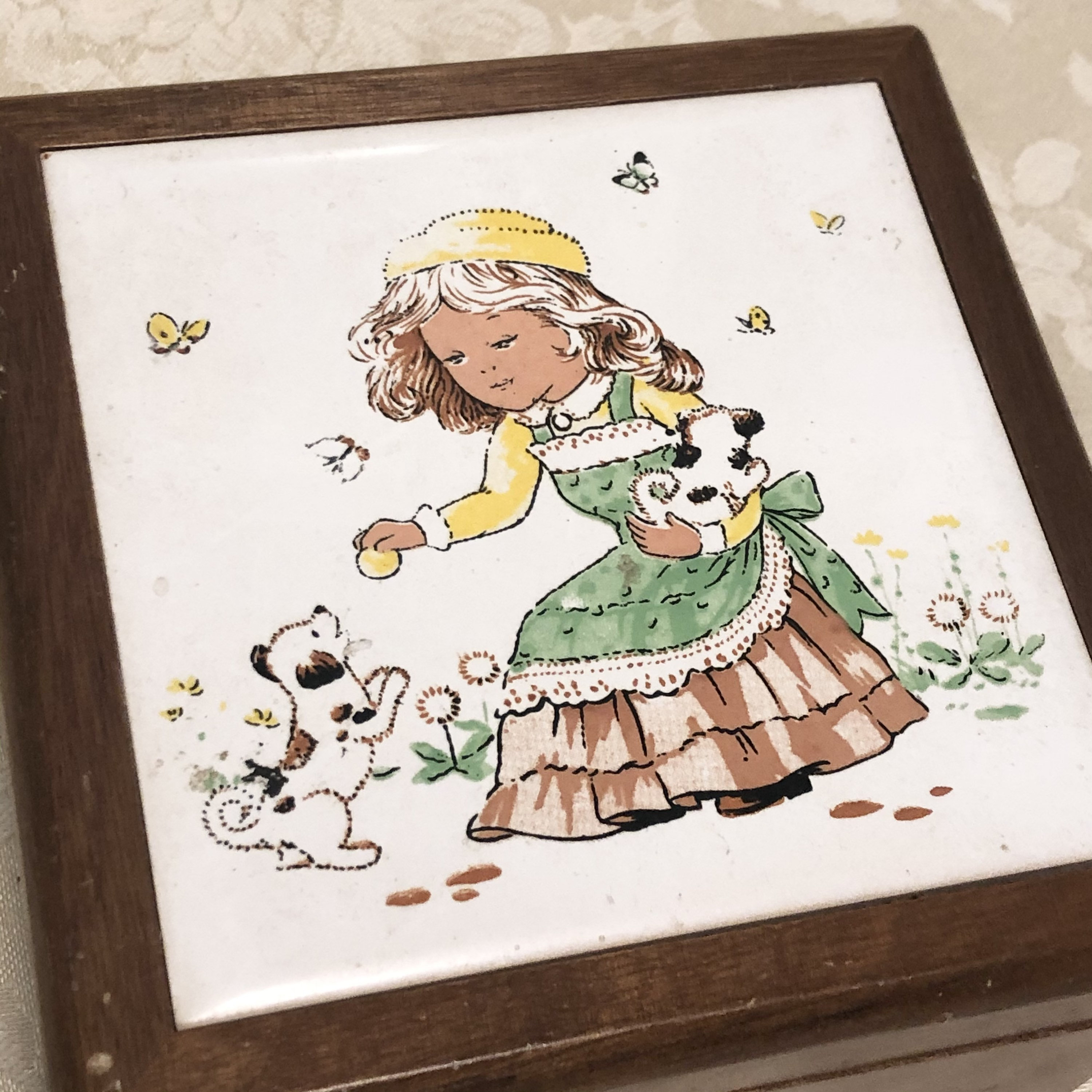 Solid Wood Box With Wooden Base and Lid Has A Tile Inlay Black - Etsy