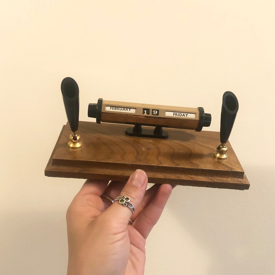 Two Pen Set Wooden Desk Pens Desk Decor Brass Pen Set on Wooden Desk ...