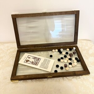 Antique Backgammon Set Complete With Dice and Tiles Detailed Brass Trim ...