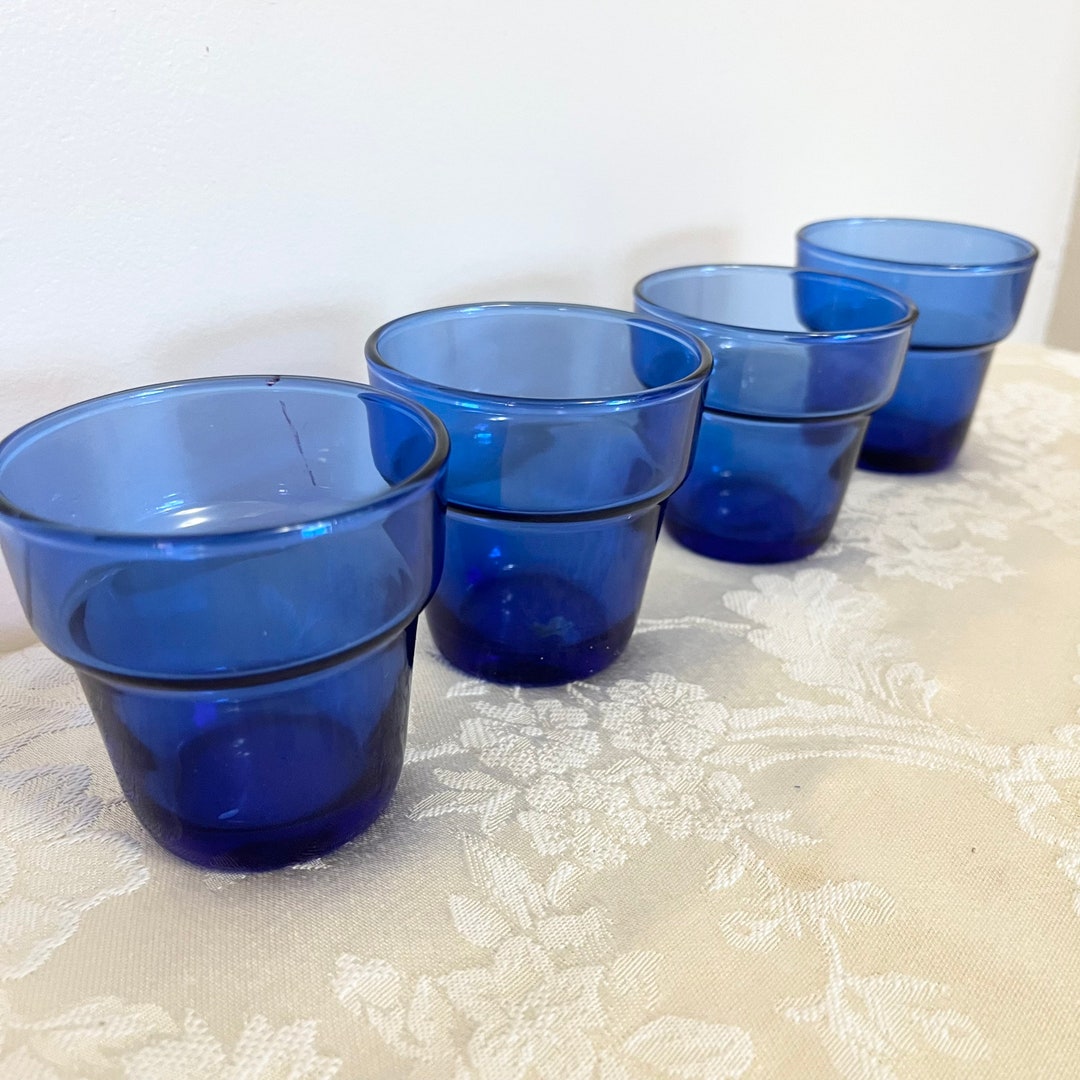 4 Glass Cobalt Blue Planter Pots Planting Pots Set of Four Herb Planter ...