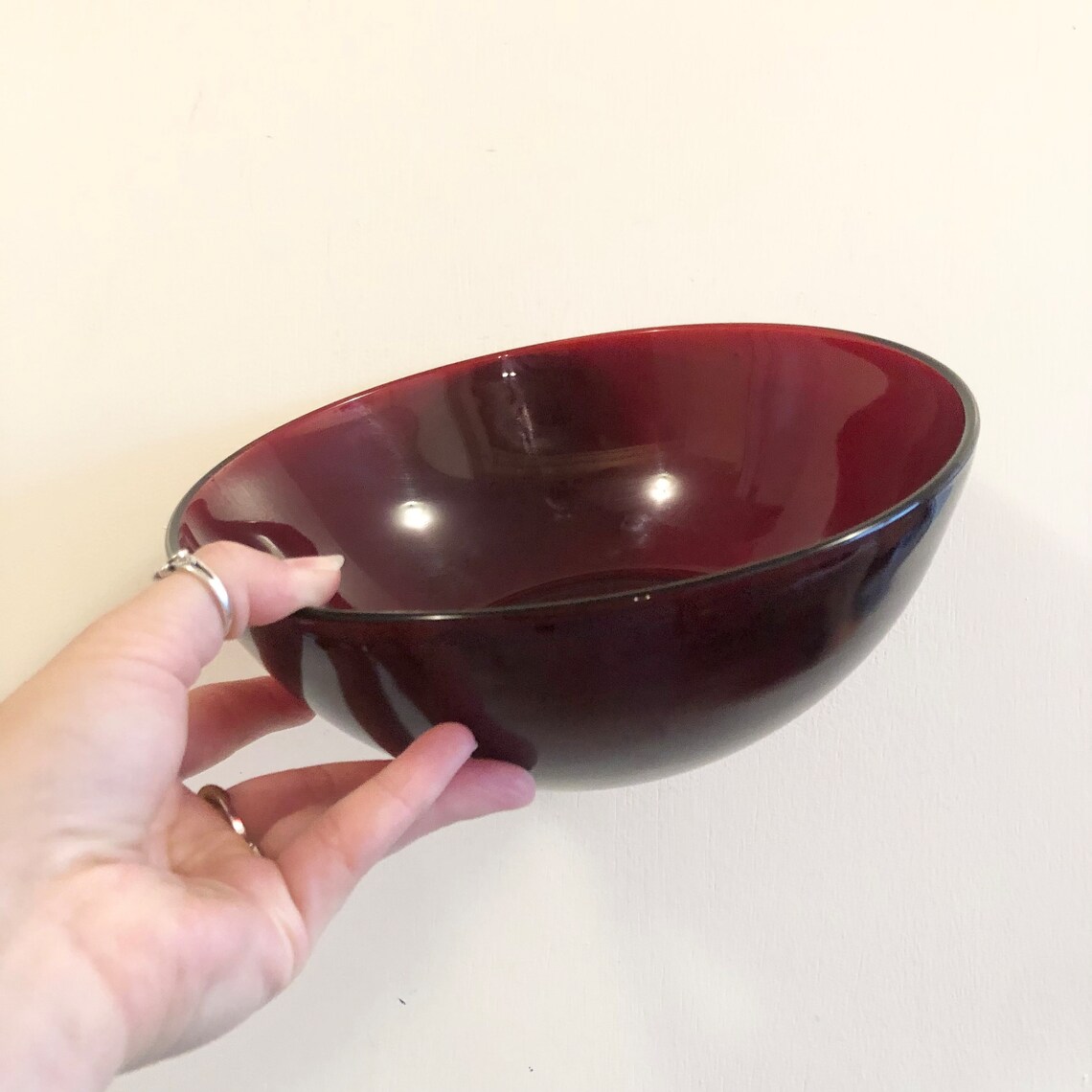 Ruby Red Glass Fruit Bowl Red Glass Serving Bowl Bold Inspired - Etsy