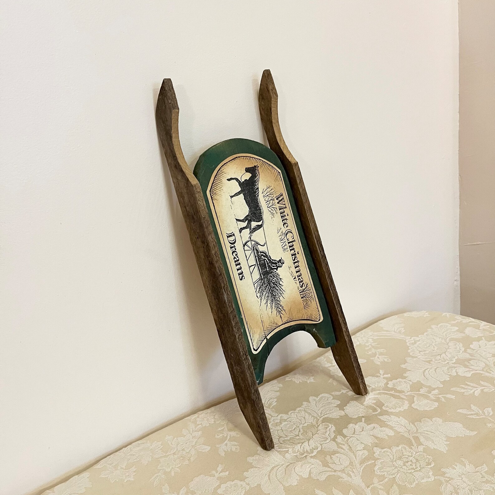 Rustic Santa Sleigh Vintage Horse Pulling Christmas Tree Decorated on A ...