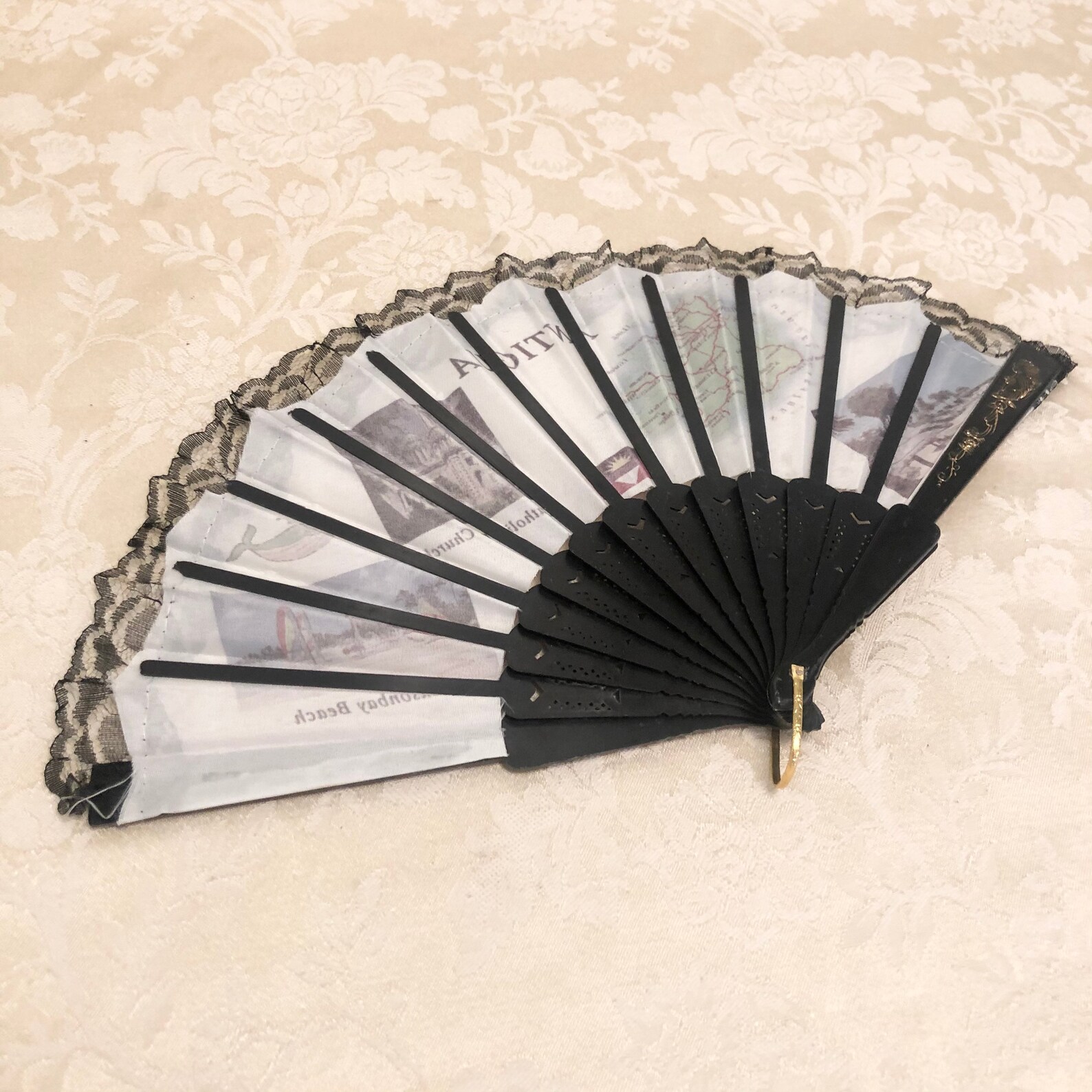 Bold Black Lace Festival Hand Fan Elegant Black Lace Detail | Etsy