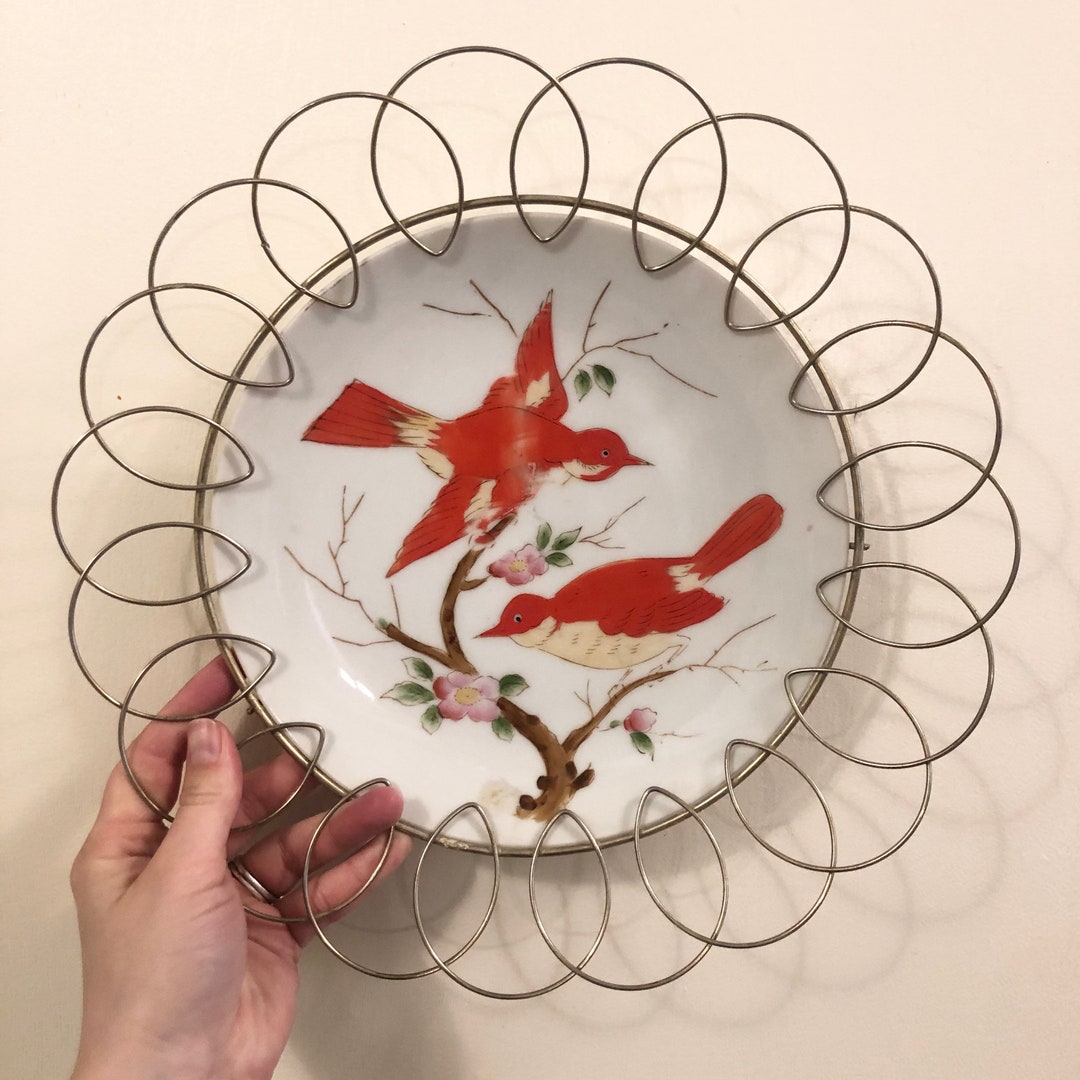 Mid Century Hand Painted Red Bird Plate Decorative Plate in A Very Mid ...