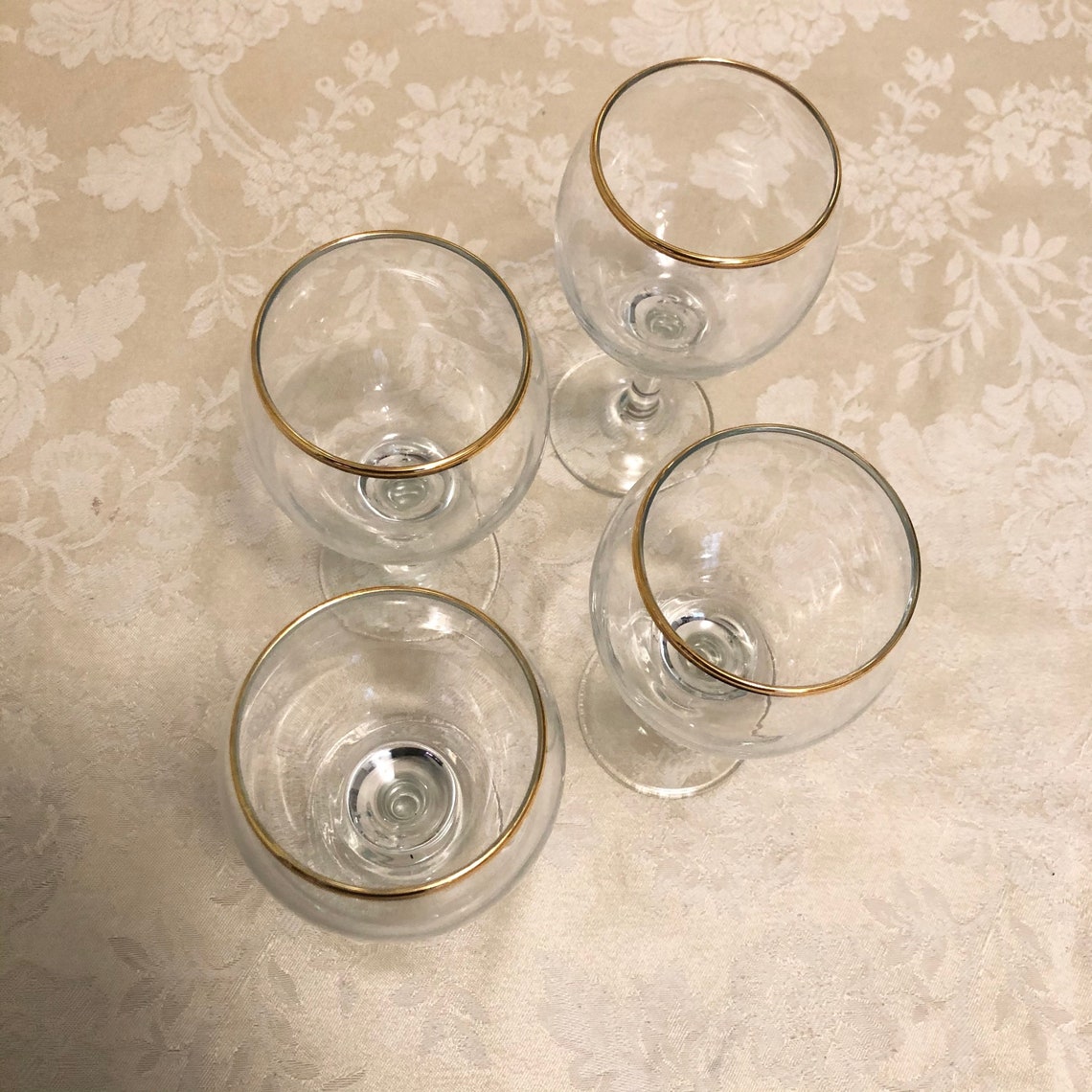 22K Gold Crystal Glass Goblets Clear Glass Wine Glasses Set of - Etsy
