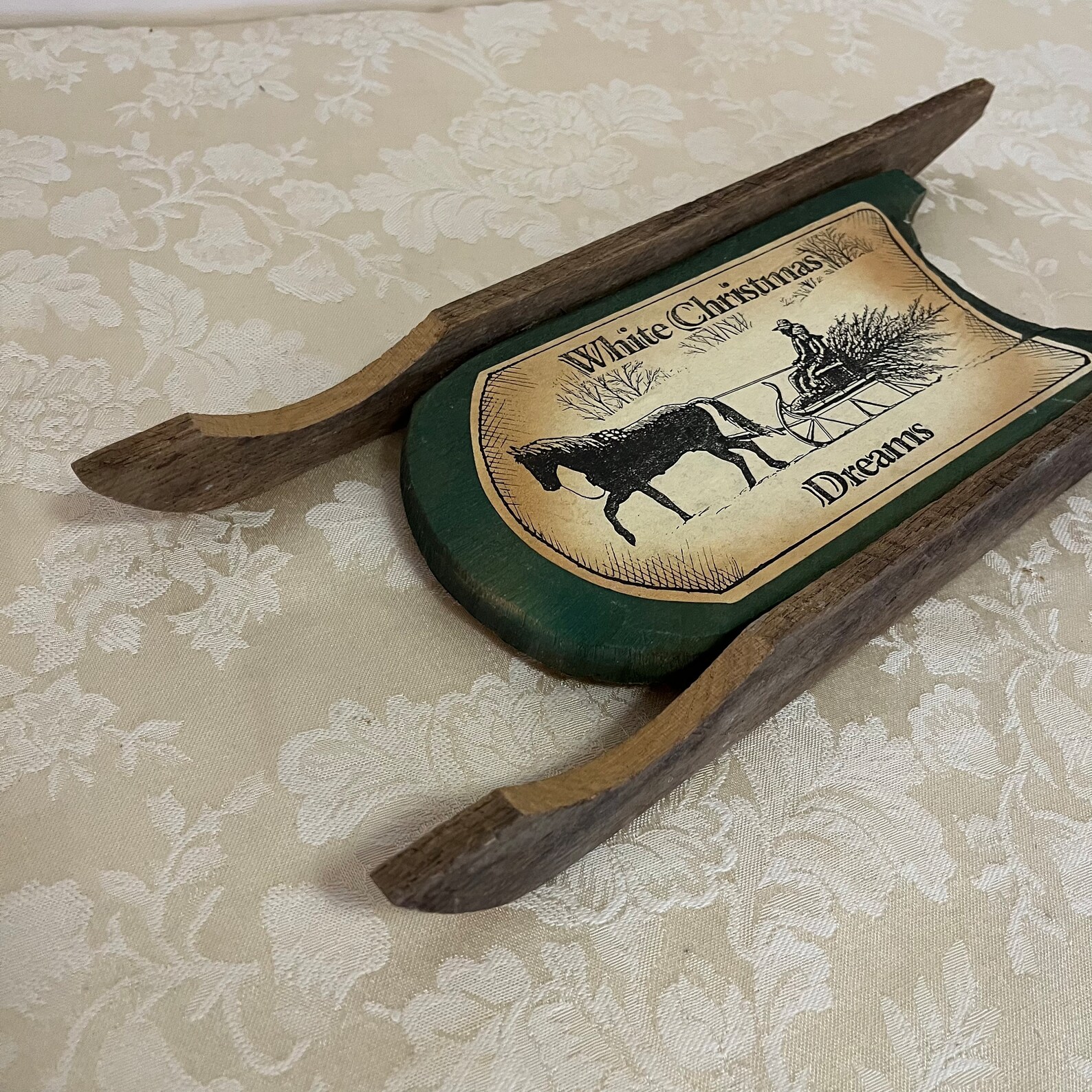 Rustic Santa Sleigh Vintage Horse Pulling Christmas Tree Decorated on A ...