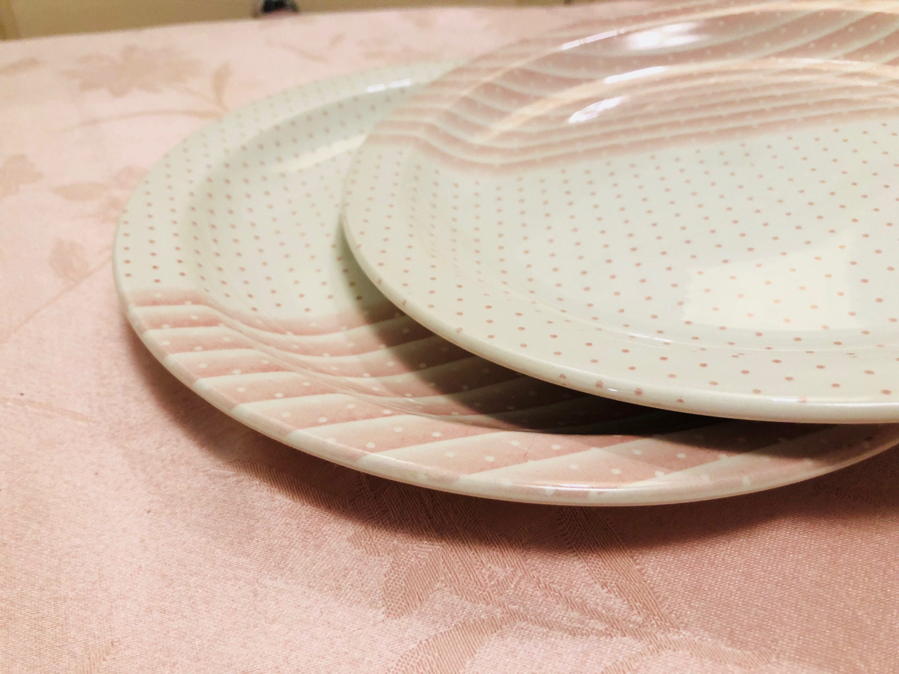 Mid Century Dinner Plates Set of Plates Polka Dot Design by Churchill ...