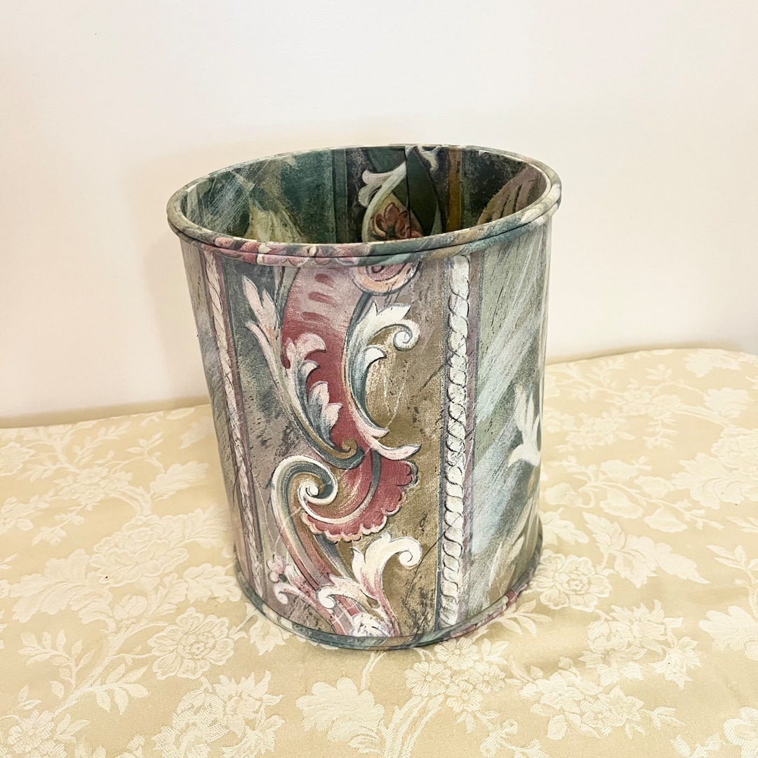 80s Trash Can Umbrella Bin Trash Bin Beautiful 70s Fabric Material ...