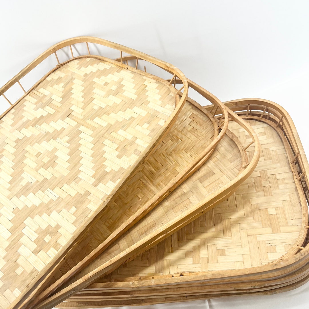 8 Bamboo Wooden Traditional Lap Tray or Tea Trays Natural Serving Table ...