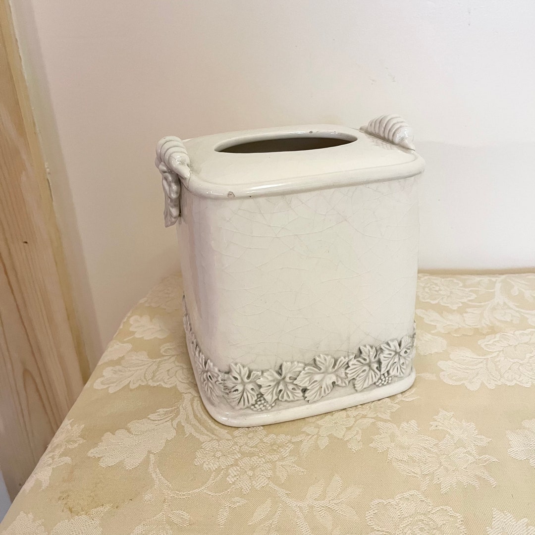 Ceramic Greek Grape and Leaf Design Tissue Storage Box Detail Greek or ...