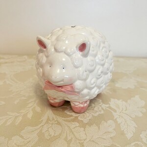 Vintage Sheep Bank Piggy Bank Sheep Bank White and Pink With Ballerina ...