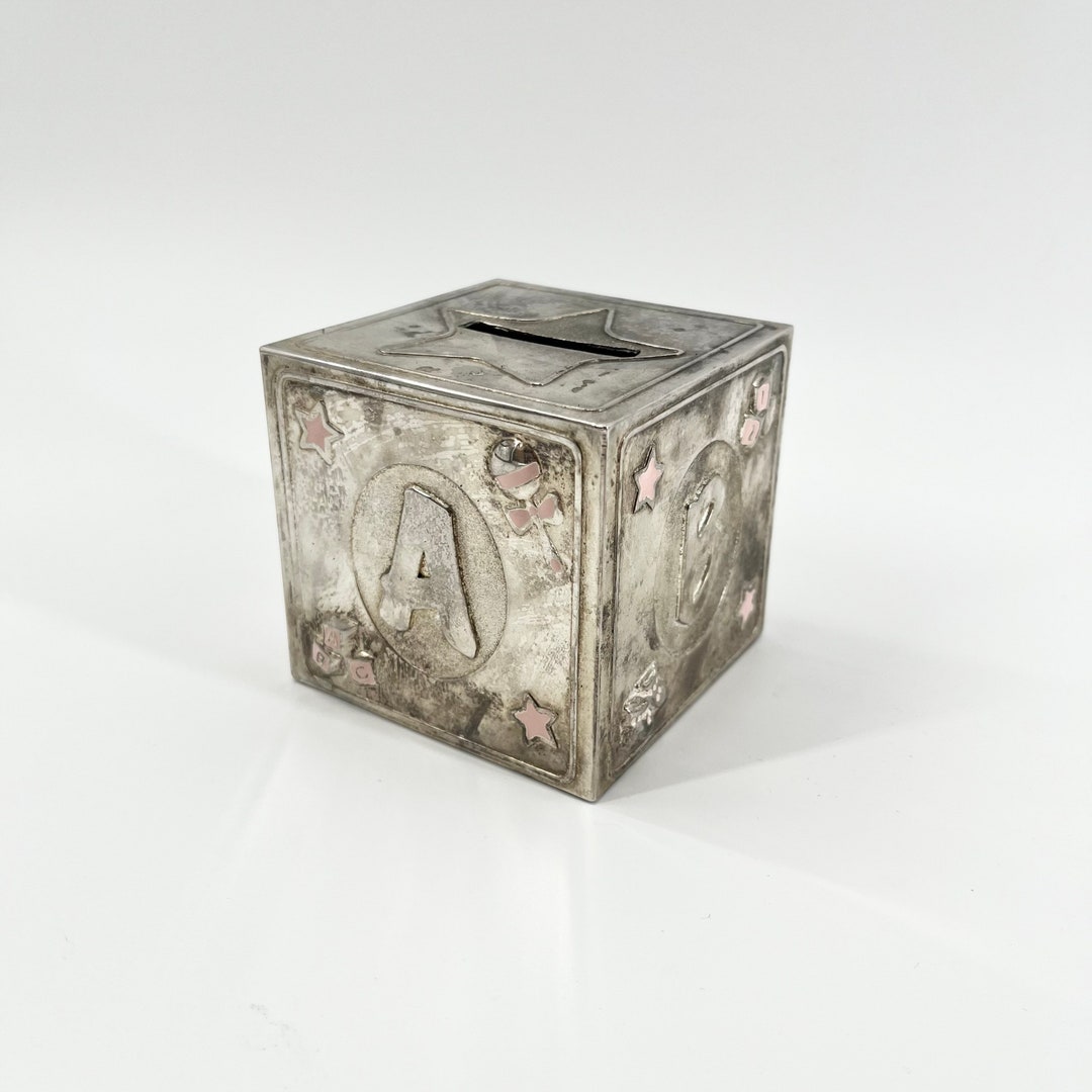 Tarnished Silver Heirloom Baby Piggy Bank Solid Metal Bank Silver ...