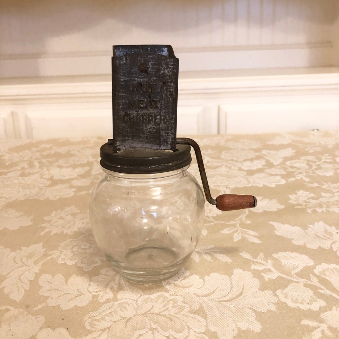 Antique Metal and Glass Nut Chopper Nut Crusher Nut Meat Chopper With ...