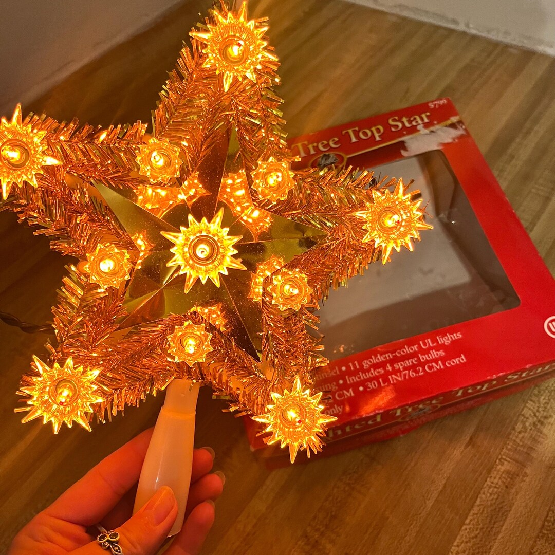 Light up Gold Tone Tree Topper With Detail Gems Tree Topper Accent ...